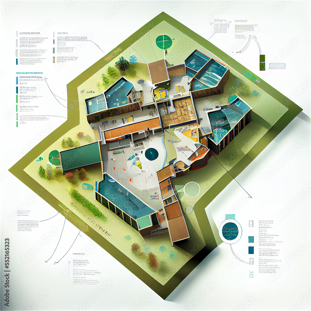 Architecture project, construction, complex, building, school ...
