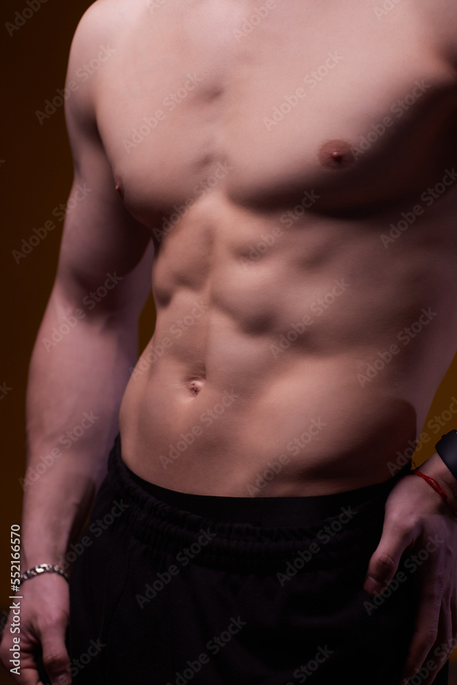 Strong Athletic Man muscular body, torso six pack abs, perfect male ...