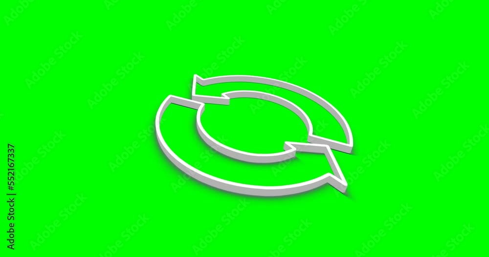Two arrows circle round isolated on green background. Animation of 3D ...