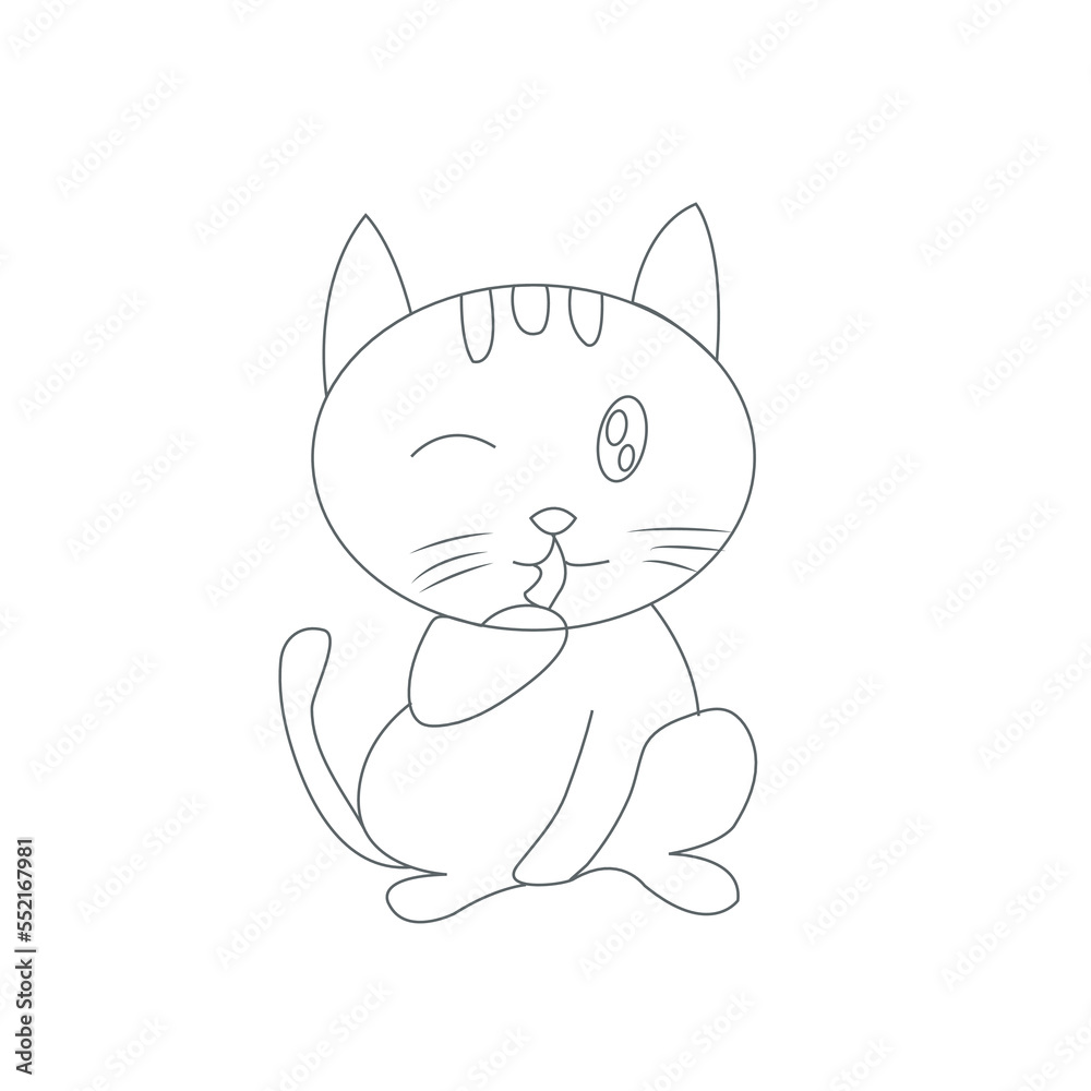 Cat Coloring page for kids Stock Vector | Adobe Stock