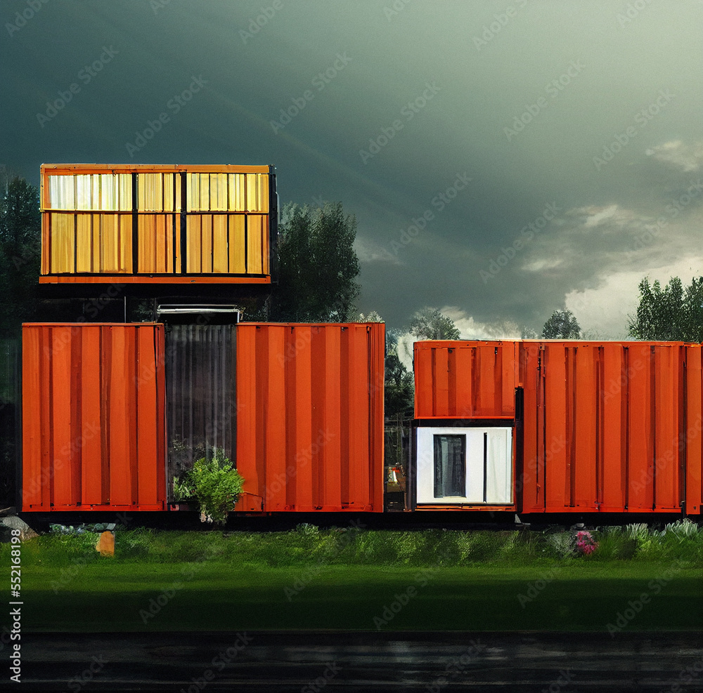 Shipping Container Home Design - Generative AI Stock Illustration ...