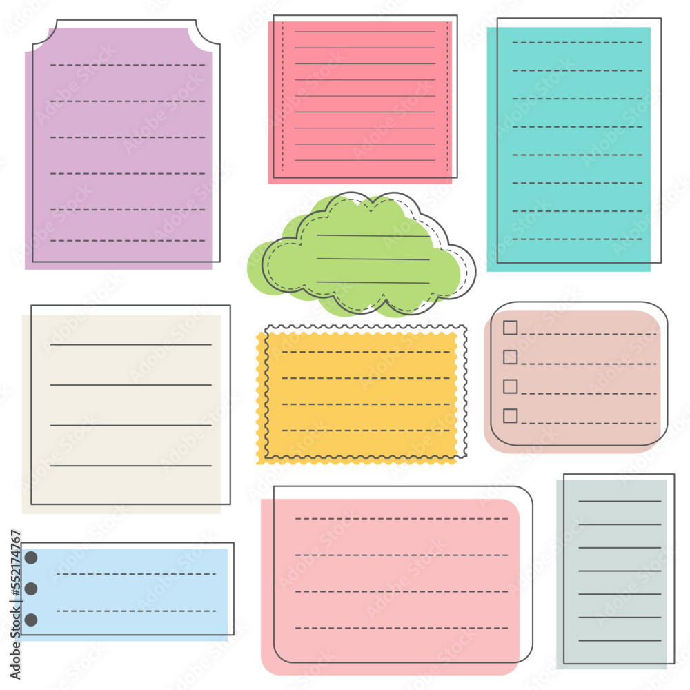 Cute blank paper notes. Stationery organizer set. Scrapbook notes and ...