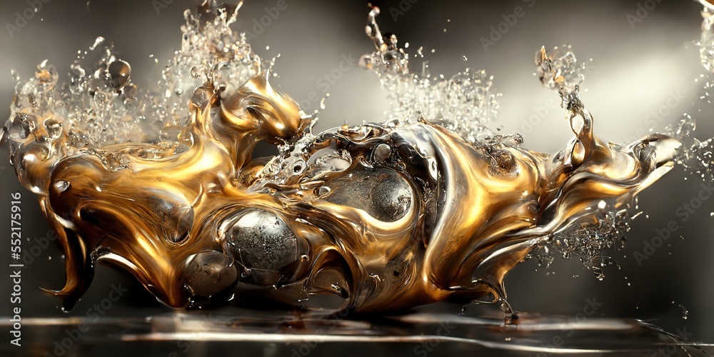 Gold and silver mixed in liquid form, hot metal of gold and silver ...
