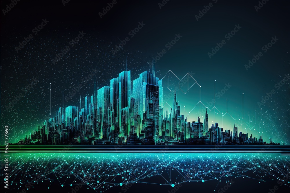 Smart city illustration. Сoncept of IoT and full city coverage. City ...