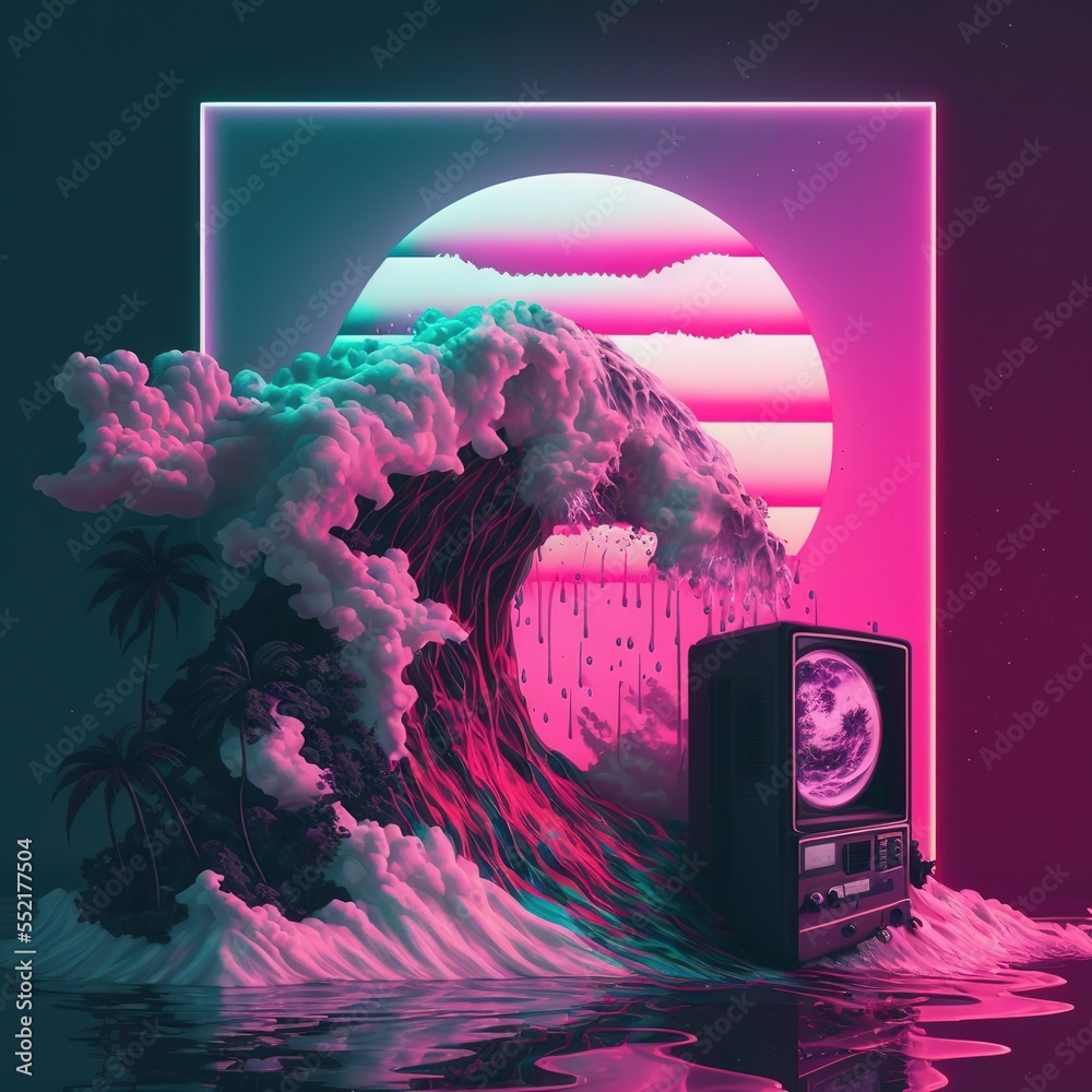 Art Work in the style of the 90s, a stylish composition of objects of ...