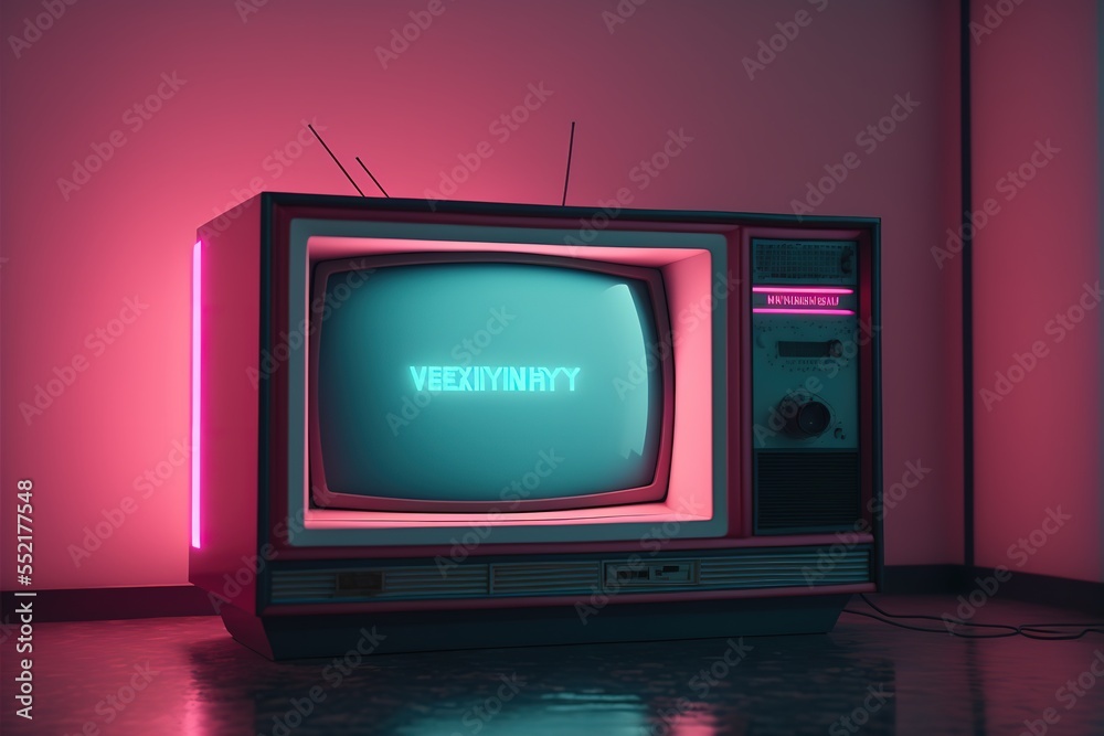 Old vintage retro TV. Post-apocalyptic, cyberpunk and surrealism ...