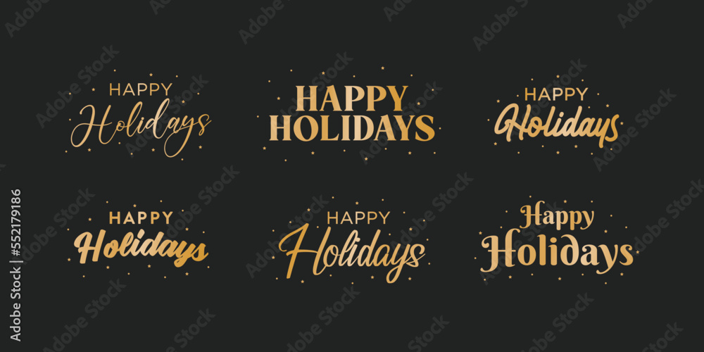 Happy Holidays Gold Vector Holiday Text, Holiday Text, Holiday Sign ...