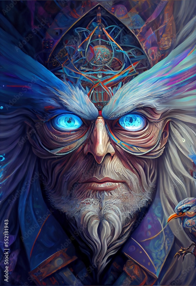 Generative AI abstract render of an old mage Stock Illustration | Adobe ...