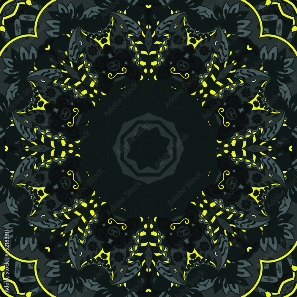 Seamless tile texture. Tracery mehndi design image. Dark toxic colors ...