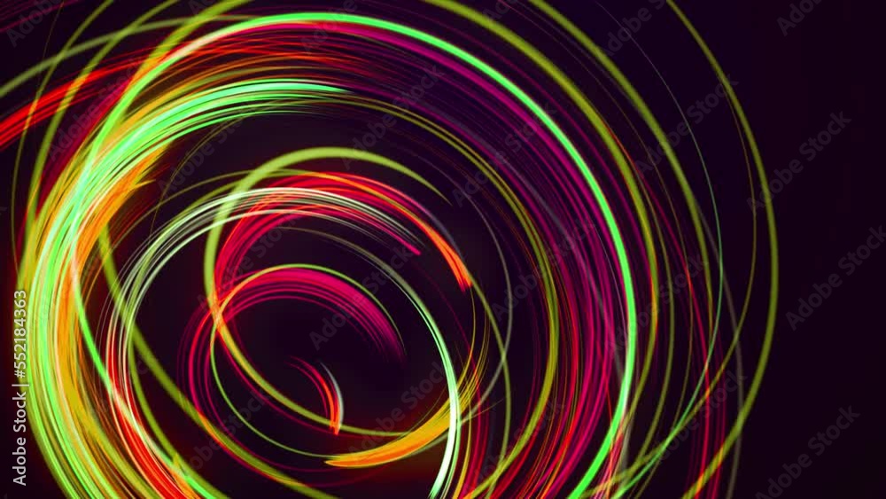 Light streaks or multicolor light trails. Flow of lines twisted and ...