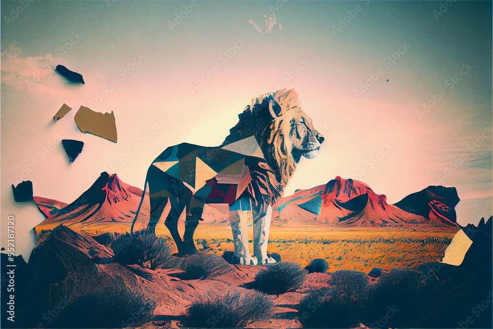 Lion Collage Artwork Stock Illustration | Adobe Stock