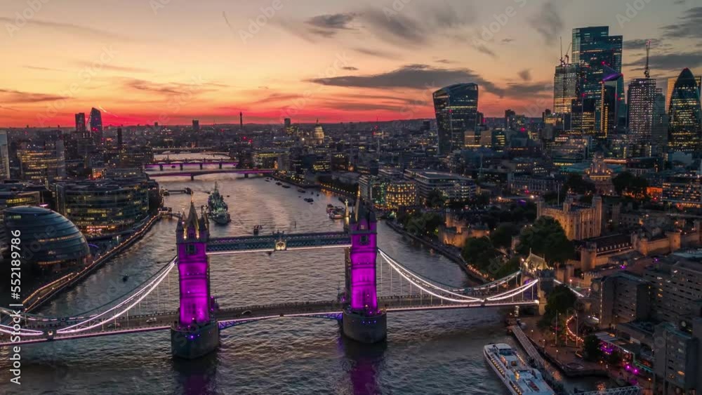 Establishing Aerial Drone Helicopter View Of Tower Bridge City of ...
