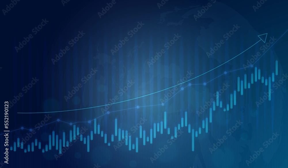 Creative forex chart grid sketch on blurry blue background. Stats and ...