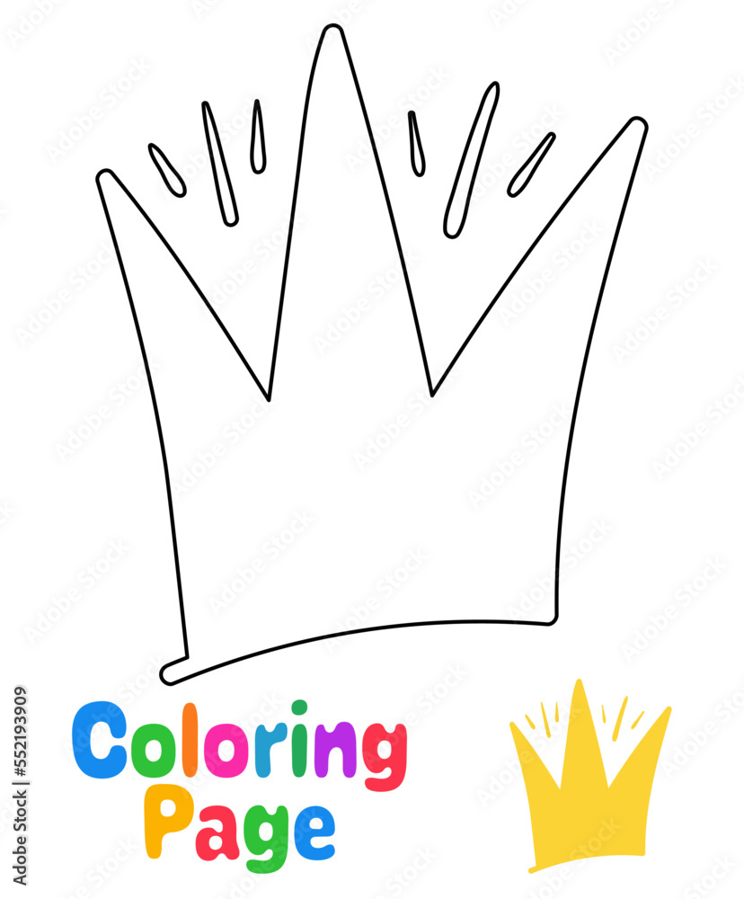 Coloring page with Crown for kids Stock Vector | Adobe Stock