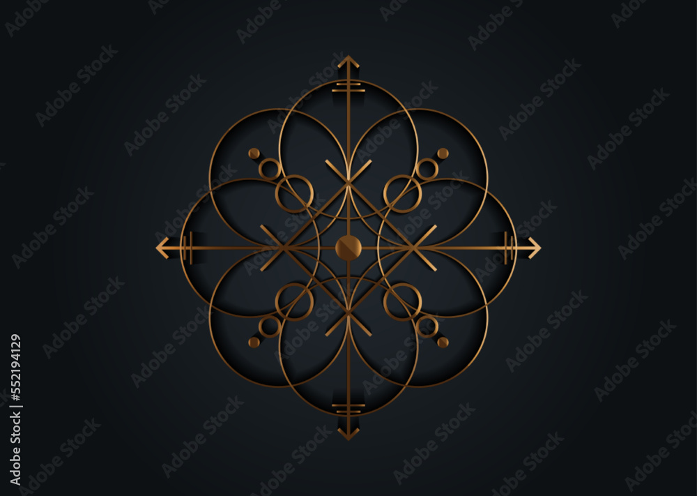 old gold sacred seal of powerful energy, ancient sigil for protection ...