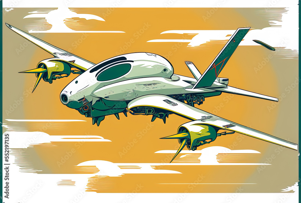 Unobtrusive military reconnaissance drone in flight the symbol of ...