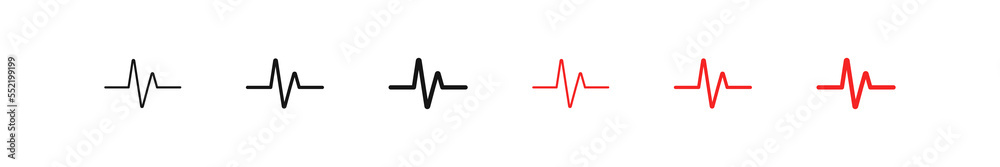 Pulse icon. Heart cardiogram sign. Heartbeat symbol. Electrocardiogram ...