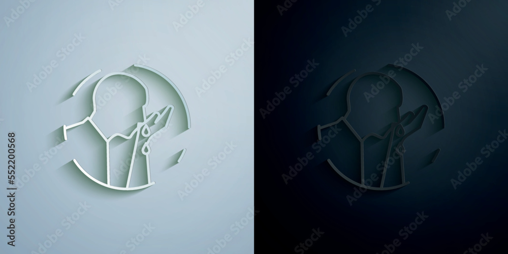 Muslim man prayer salah paper icon with shadow vector illustration ...