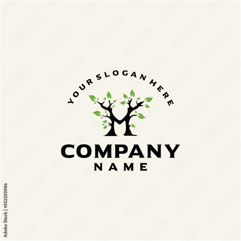 M tree logo design Stock Vector | Adobe Stock
