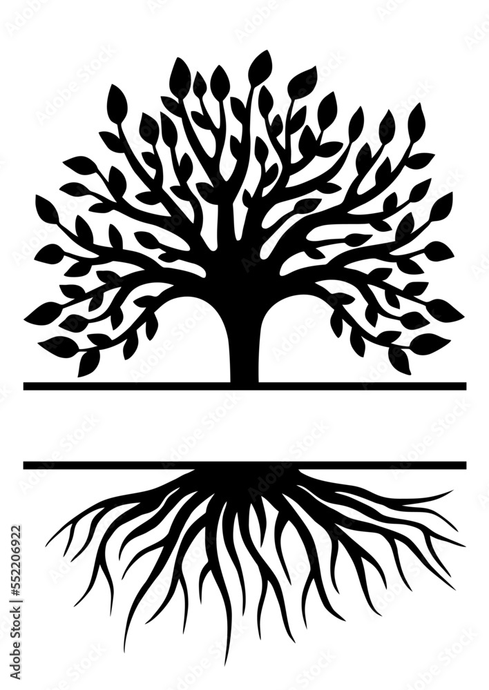 Tree, Tree of life, tree of life monogram, tree with roots, hand-drawn ...