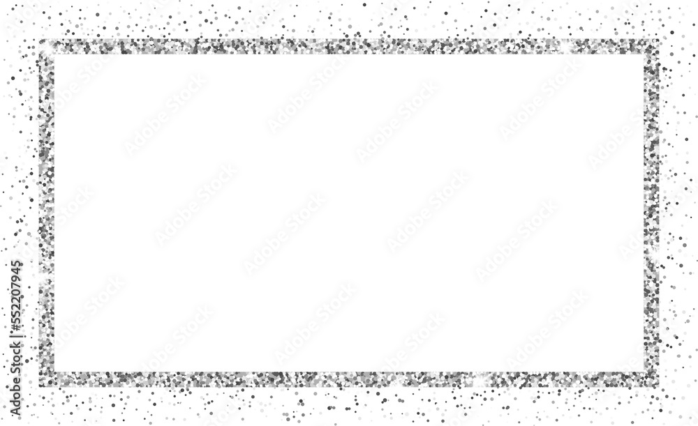 silver glitter rectangle frame, abstract shiny long border with glitter ...