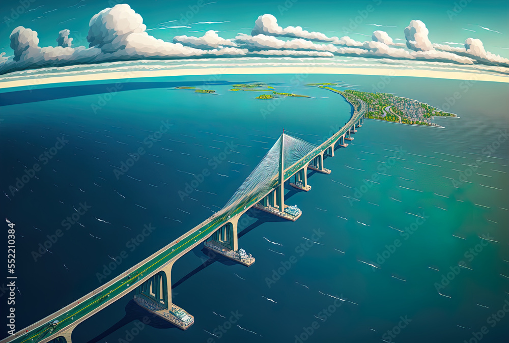 Beautiful aerial image of the oresund bridge connecting Sweden and ...