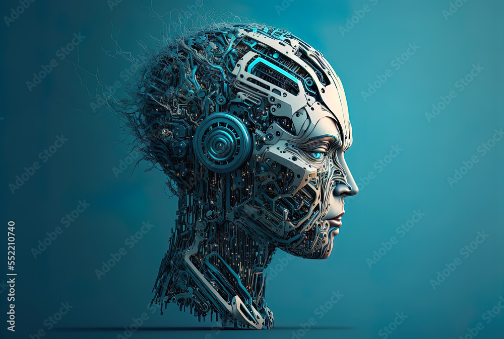 Illustration of a cyborg robot head by Seth, new technologies ...