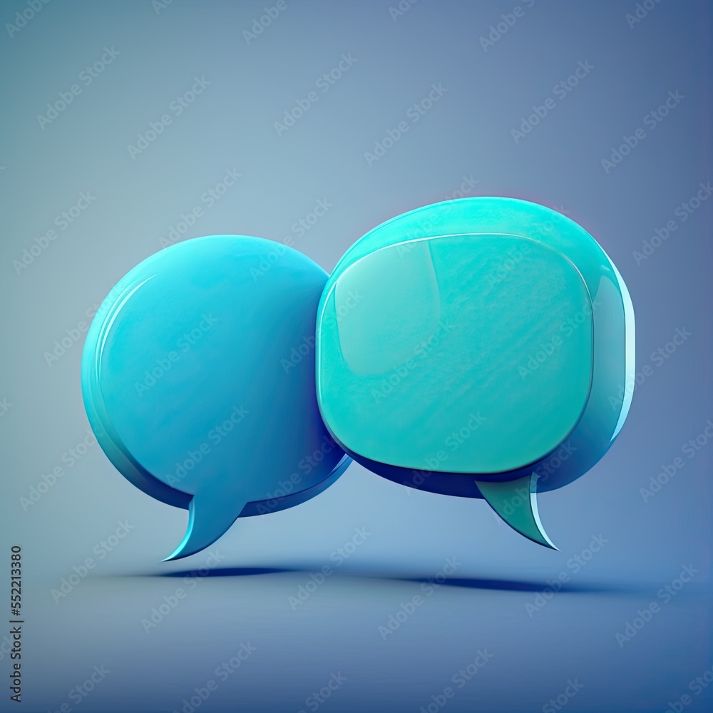 Speech chat bubbles on blue green background, social media messages ...
