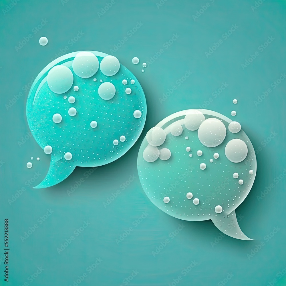 Speech chat bubbles on blue green background, social media messages ...