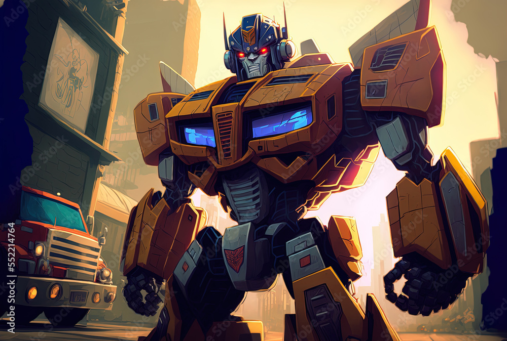 Transformers cartoon sci fi animation. Generative AI Stock Illustration ...