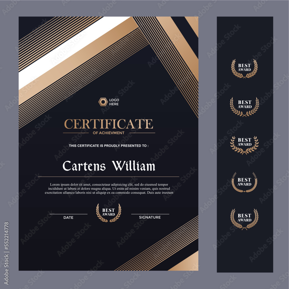 portrait certificate design template Stock Vector | Adobe Stock