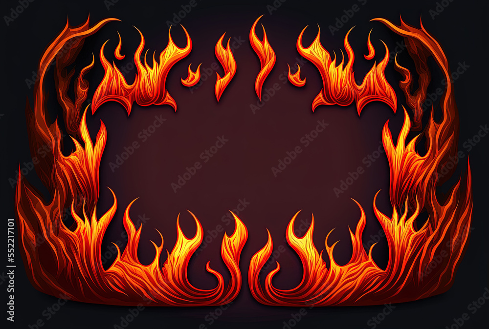 Dark flame backdrop with realistic fire border. Generative AI Stock ...