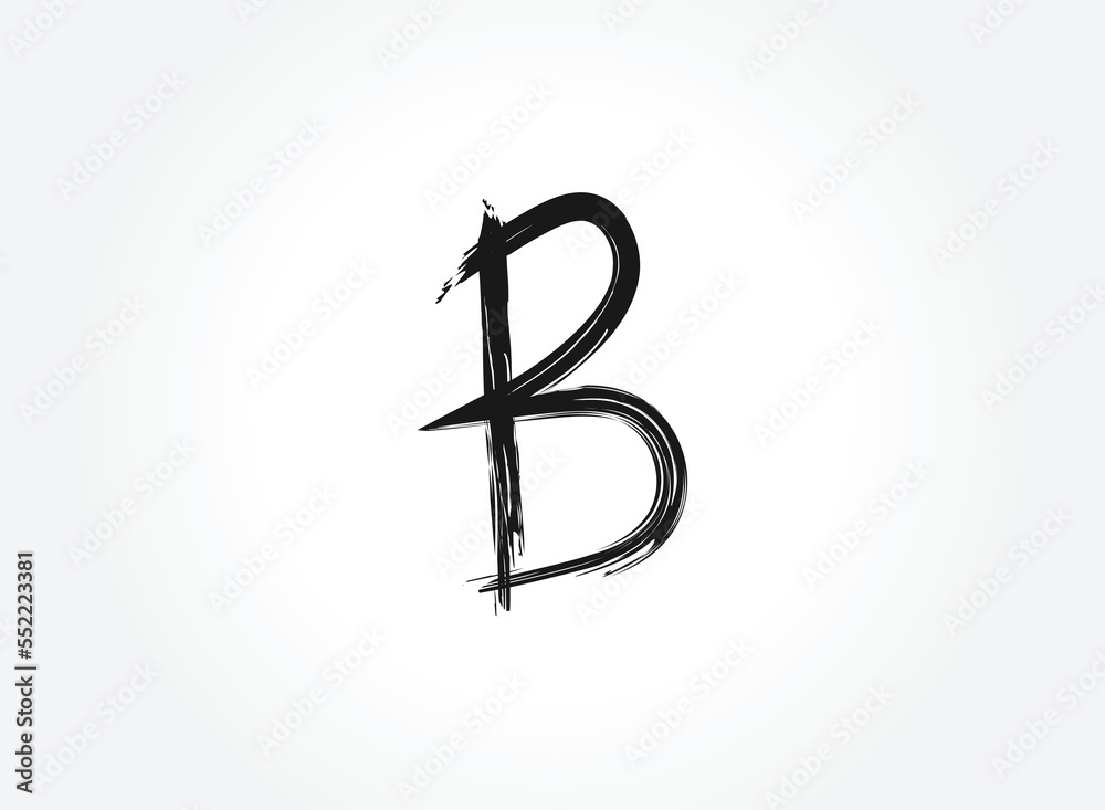 Outline monogram letter B brush stroke design Logo icon with artistic ...