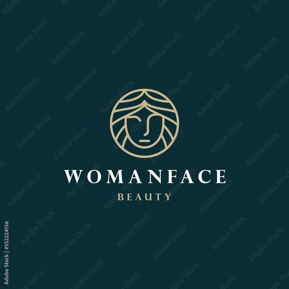 Vetor de Beautiful woman's face logo design template. Hair, girl ...