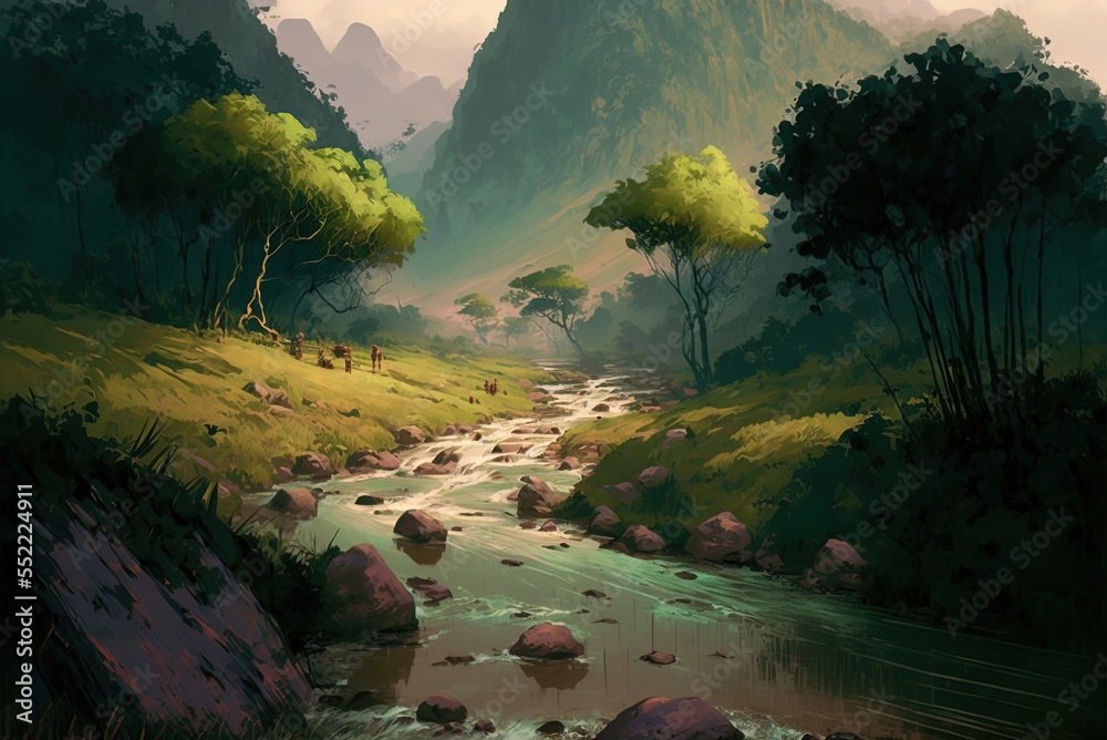 Vietnam's rainy mountain streams and rural areas Generative AI Stock ...