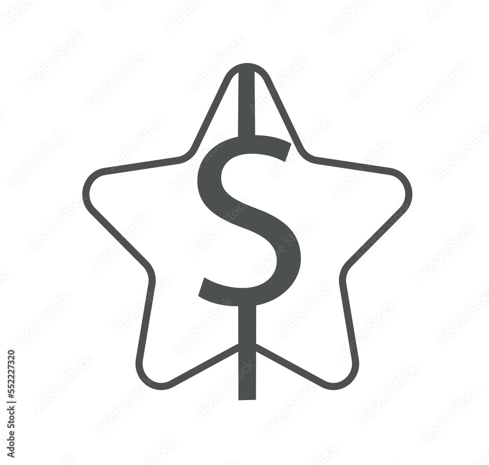 Star with dollar icon. Award and trophy, loyalty program and special ...