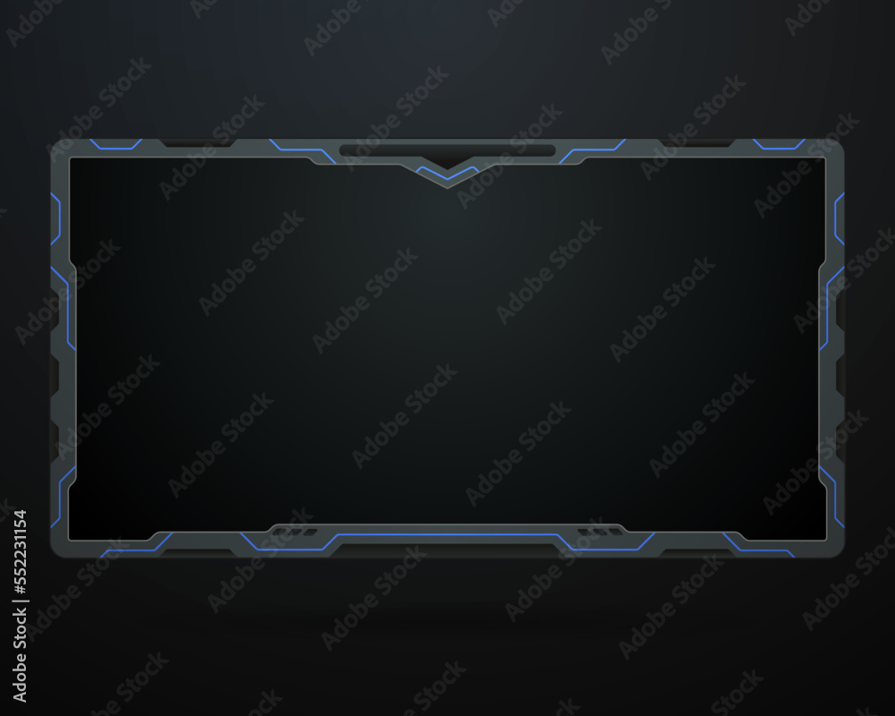 Futuristic stream overlay game interface metal video screen panel ...