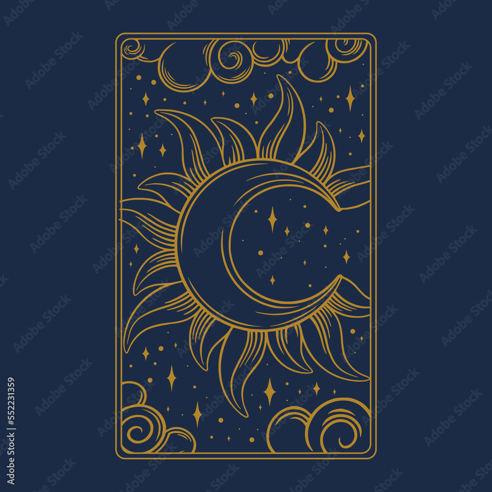 Tarot aesthetic golden card. Bohemian tarot design for oracle card ...