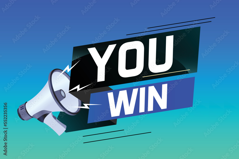 You win word concept vector illustration with megaphone and 3d style ...