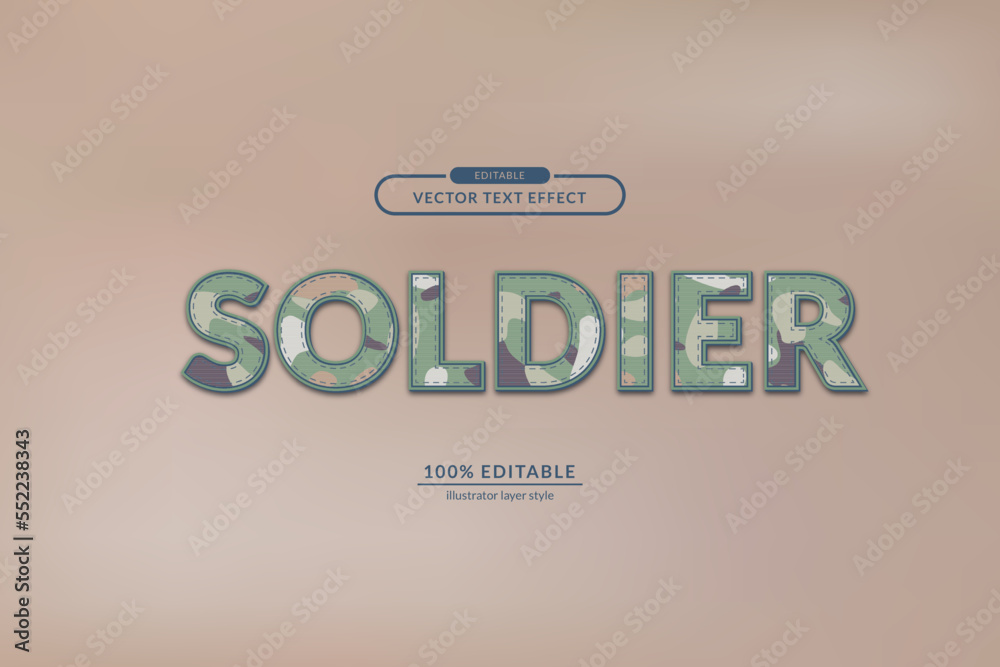 soldier army pattern war military embroidery force editable text effect ...