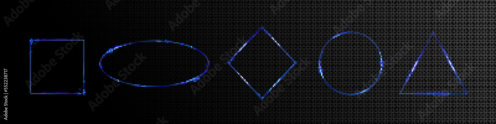 Blue neon light frames, empty banners with luminous effect isolated on ...