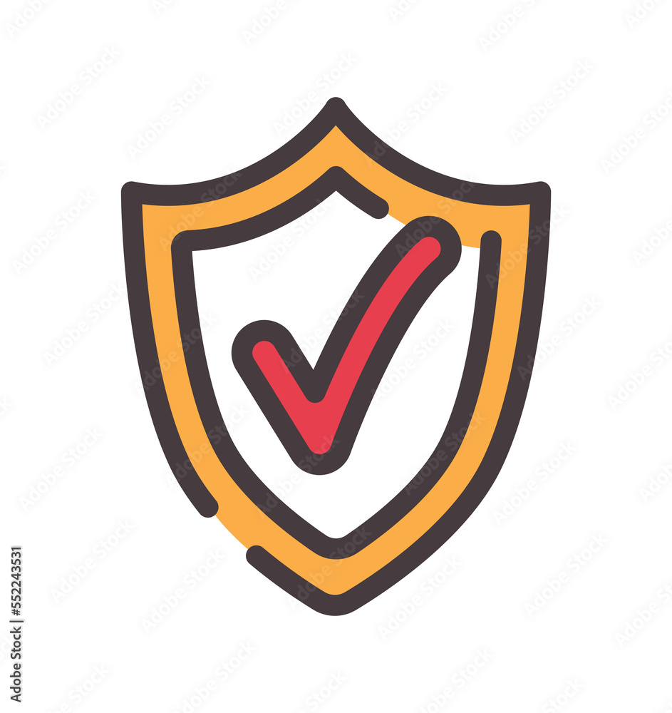 Color shield with tick icon. Protection and antivirus, prevention and ...