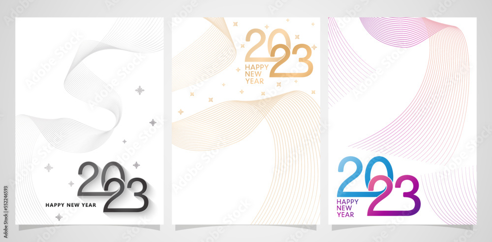 illustration of 2023 waving lines for covering calendar, social media ...
