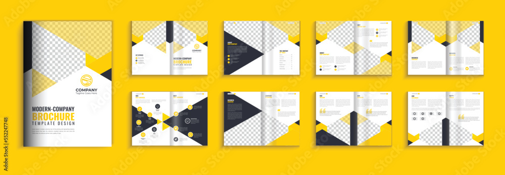 16 page brochure template, Brochure template layout design, Cover ...