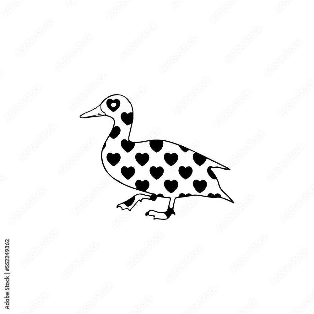 vector illustration of a duck with a heart concept Stock Vector | Adobe ...