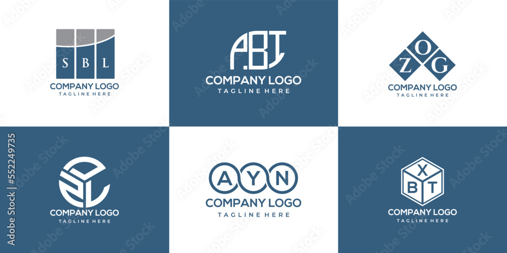 SBL, PBI, ZOG, ZDL, AYN, BXT letter logo design. creative initials letter logo concept. Stock ...