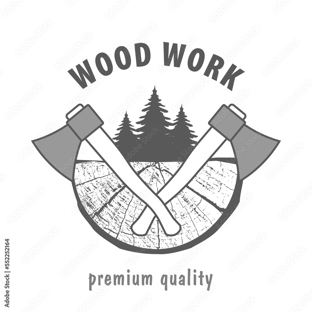 Wood work logo design template. Carpentry professional service. Cross ...