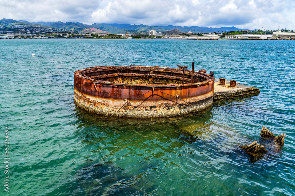 Submerged Gun Turret USS Arizona Memorial Pearl Harbor Honolulu Hawaii ...