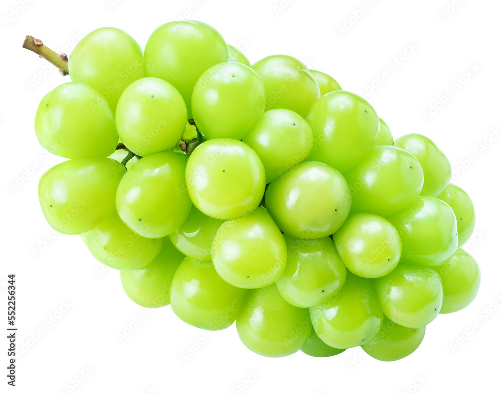 Shine Muscat Grape on white background, Green grape with leaves on ...