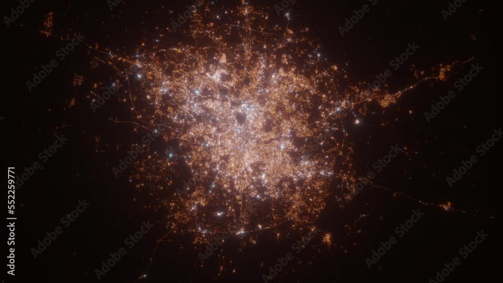 Hyderabad (India) aerial view at night. Satellite view on modern city ...